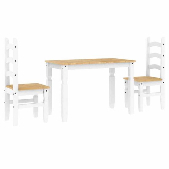 Ensemble Table et 2 Chaises, Set de Salle à Manger Panama 3 pcs, blanc ...