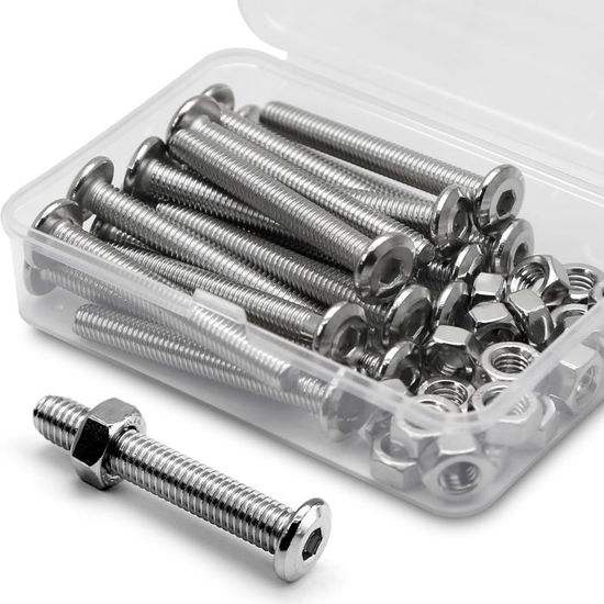 (20 Ensembles) Vis M6 x 40mm en Acier Inoxydable 304 Avec tête Plate ...