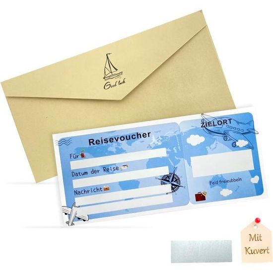 Carte De Chèque De Voyage - Bon De Voyage Avec Autocollant À Gratter ...