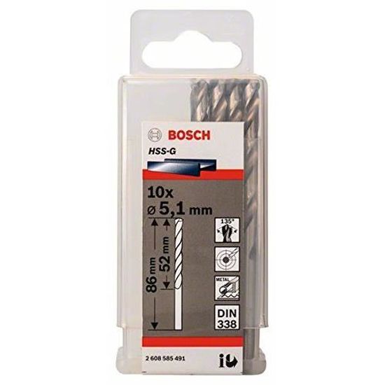 Bosch Professional Bosch 2608585468 Foret à métaux HSS-G standard DIN ...
