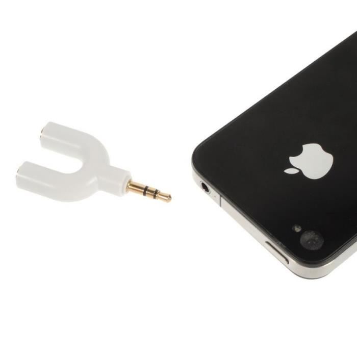 Mini Double prise Jack universelle 3.5mm blanche Stereo - Cdiscount ...