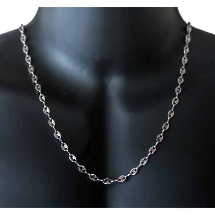 Chaine homme acier grain de café 60cm x 6mm gris - Achat / Vente chaine ...
