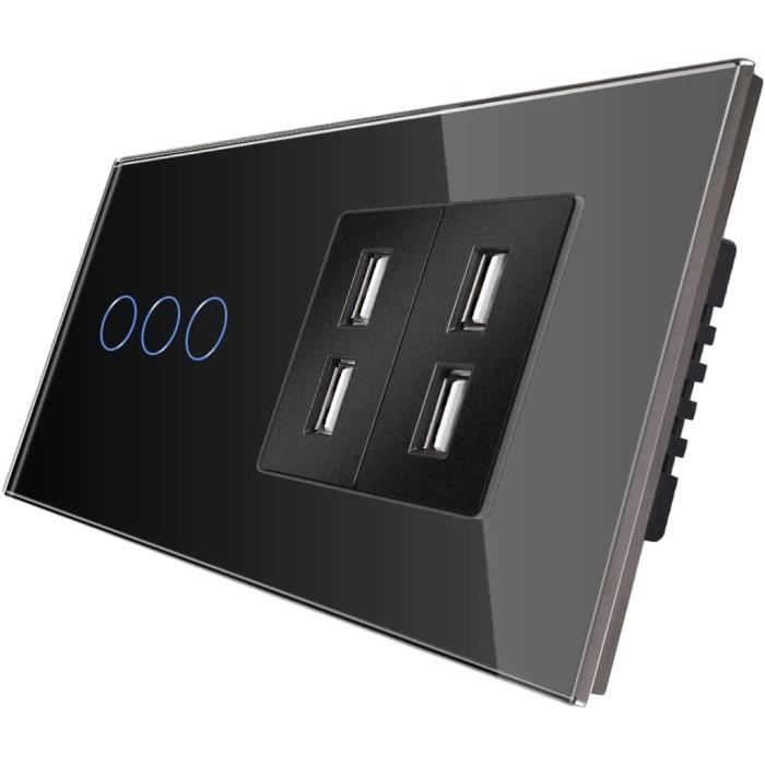 LI-Interrupteur tactile avec 4 ports USB 2,4 A - Interrupteur tactile ...