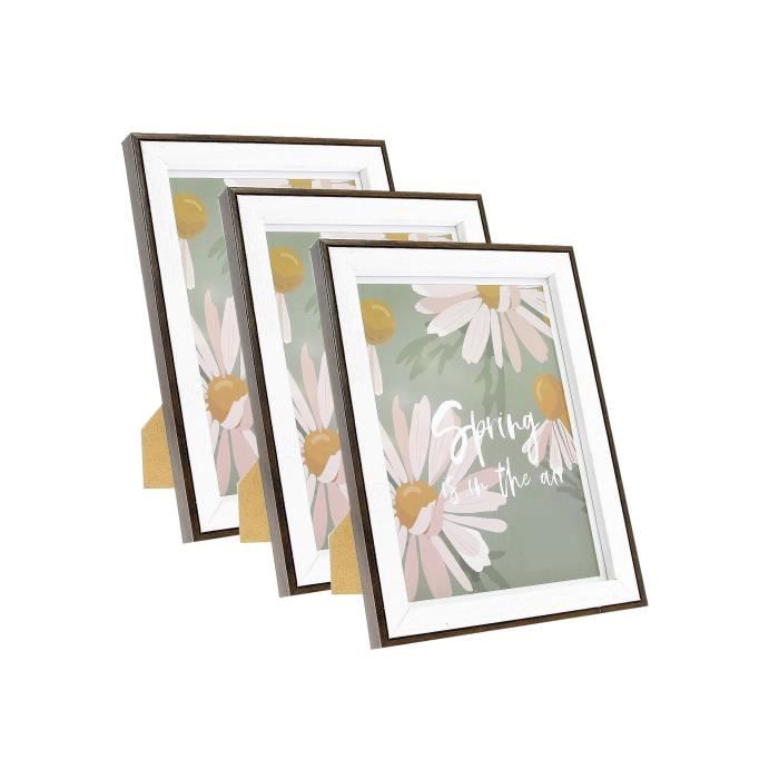 LOT DE 3 CADRES PHOTOS EN BOIS MARRON ET BLANC A4 (21X29.7 CM ...