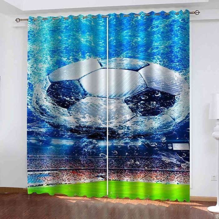 Lot De 2 Rideau Occultant À Oeillets 3D Stade De Football Motif ...