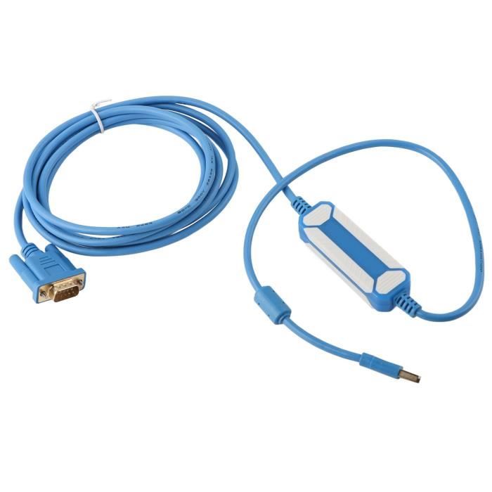 Câble de programmation PLC, câble de programmation USB bleu de 3 mètres, fil de cuivre 9 noyaux ...