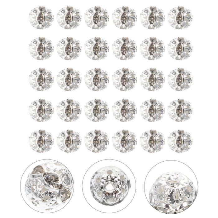 Perles sphériques de 30 pcs avec des trous Collier bricolage perles de ...