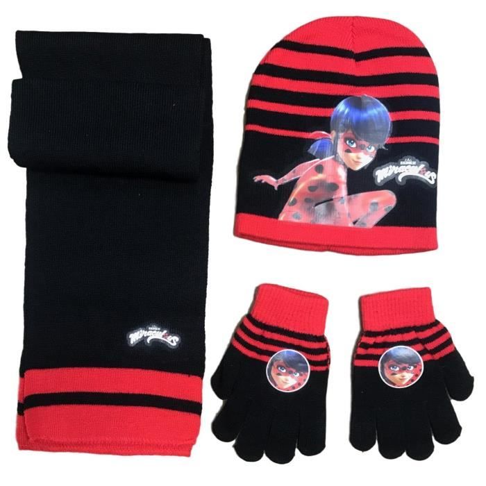 MIRACULOUS BONNET AVEC GANT ET ECHARPE ENSEMBLE LADYBUG - Cdiscount ...