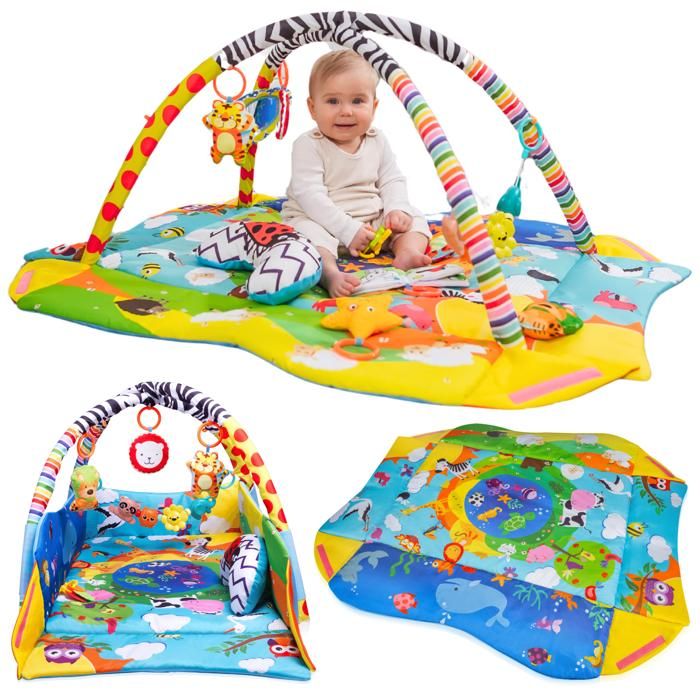 Tapis d'éveil bébé 2en1 LIONELO Anika - Parc pour enfants - 98x114 cm ...