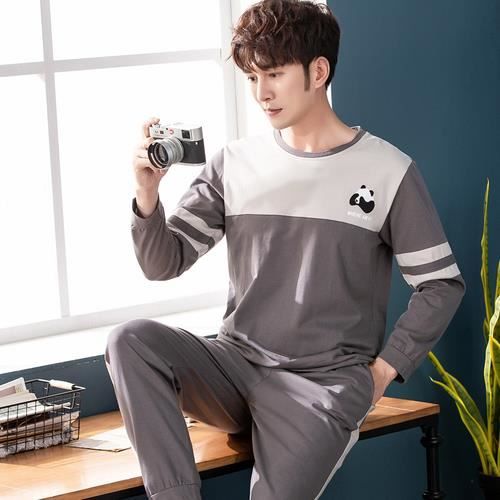 Pyjamas pour hommes,Pyjama en coton à manches longues pour homme ...