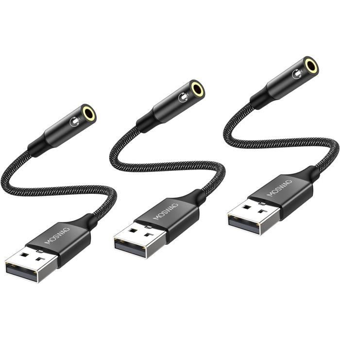 Adaptateur Audio 20 Cm Usb Vers Prise Casque 3,5 Mm, Prise En Charge ...