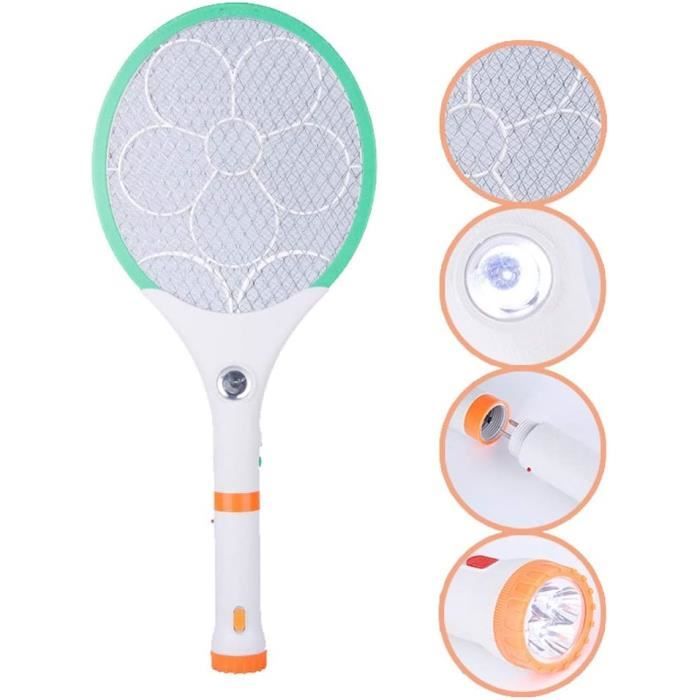 Rechargeable Raquette Electrique Anti Mouche Tueur Moustiques, avec Lampe de Poche détachable et ...