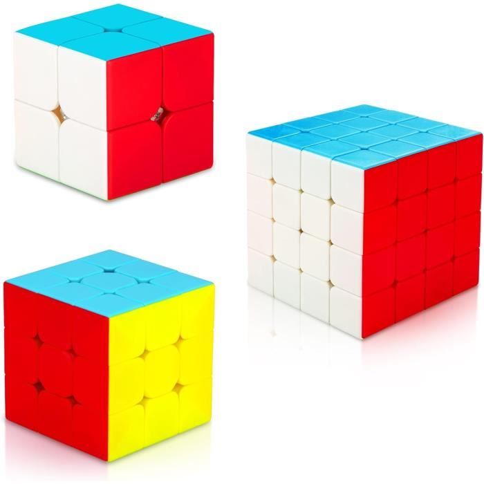 Coolzon Speed Magic Cube Ensemble, 3 Pack Cube Magique 2x2x2 3x3x3 4x4x4 avec Autocollant de PVC ...