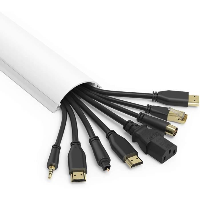 Flashstar Goulotte de Cables en PVC auto-adhésive - Blanc - Protection ...