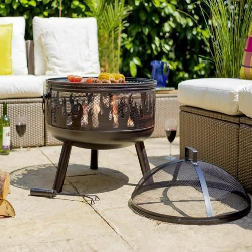 Brasero d'extérieur SUPFINE - Acier - Noir - Forme ronde - 61,5*61,5 ...