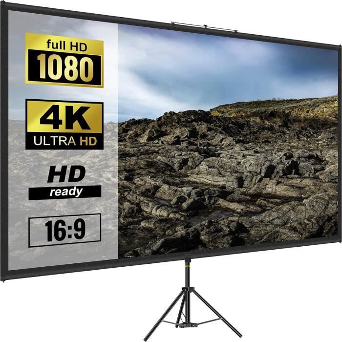 Écran De Toile De Projection Avec Trépied 70 Pouces 4K Hd 16:9 Hauteur ...