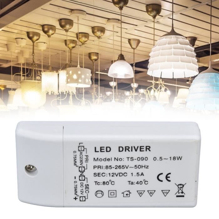 KEM Pilote LED Transformateur LED 18W 12VDC 1.5A Driver LED à courant ...