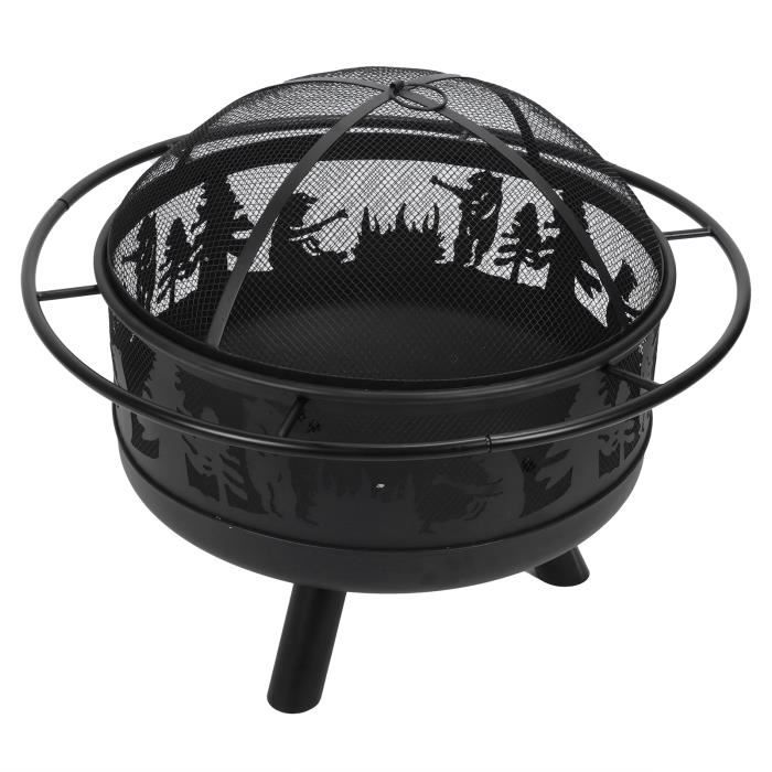 ABI Brasero de Jardin rond en Fer,Brasero en Maille,Couvercle Pare ...
