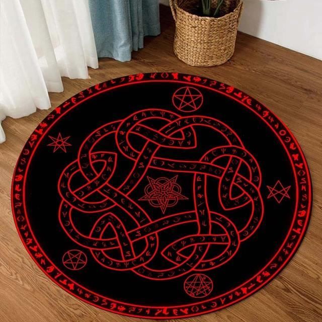 TAPIS,5-120cm x120cm--Symbole occulte Tapis Rond Personnalisé Tapis ...
