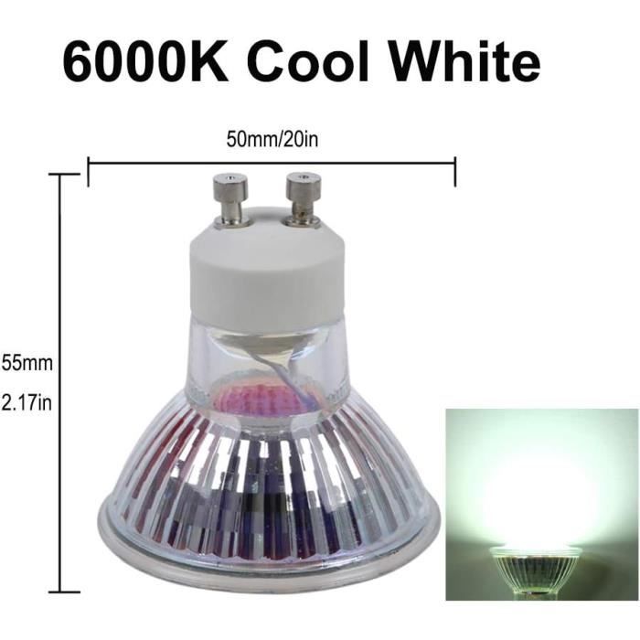 Lot de 5 Ampoule Spot LED GU10, Verre, 5W Equivalente Incandescence 50W, Blanc Froid 6000K ...
