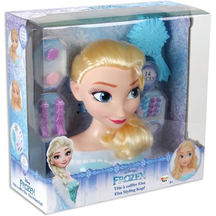 LA REINE DES NEIGES Tête à Coiffer Elsa avec Accessoires - 19 cm ...