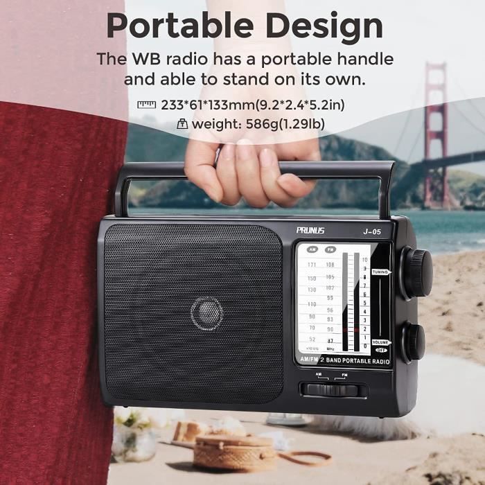 Radio Portable, Poste Radio Transistor PRUNUS J-05 AM FM avec Excellente Réception et Grand Haut ...