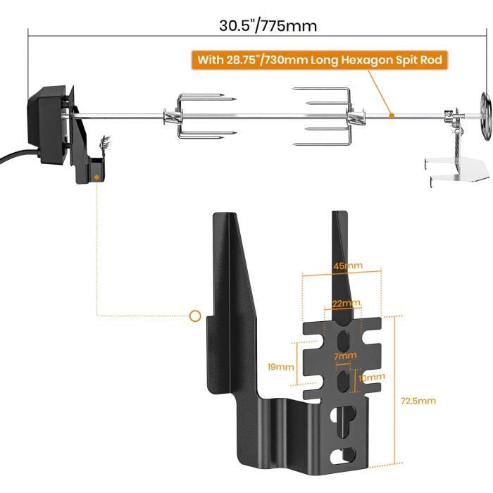 Onlyfire Universel Tournebroche Moteur Tourne Broche Electrique kit ...