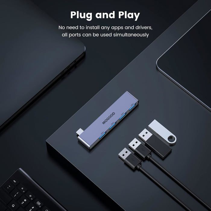 Hub USB C - KAL - 4 Ports - Gris - Léger - Plug and Play - Cdiscount ...