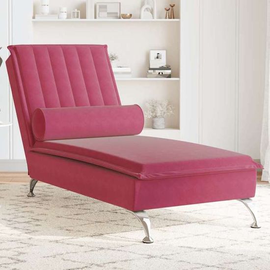Meridienne salon-Chaise longue de massage - avec traversin rouge ...