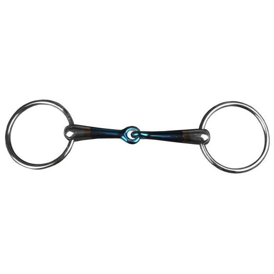Mors 2 anneaux pour cheval avec joint articulé fer doux Horka - blue ...