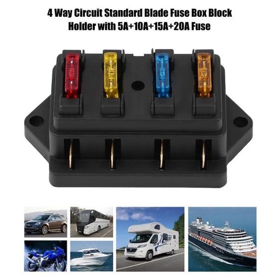 Minifinker Fusible Block 12-24V Car 4 Way Circuit Standard Blade ...