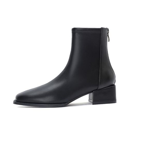 Nouveau style élégant Bottines femme Fermeture éclair chaussures femmes talons hauts de 4cm ...