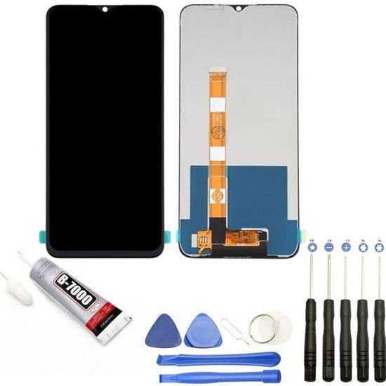 Ecran complet : Vitre tactile + ecran LCD compatible avec Oppo A15 6.52" bleu CPH2185 + Kit ...