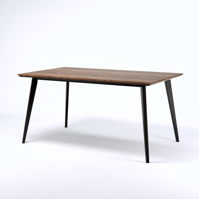 AKO Table à manger 6 personnes 150x90 cm - Bois naturel et noir ...