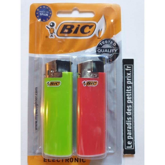 2 briquets BIC, briquet électronique rechargeable , coloris selon ...