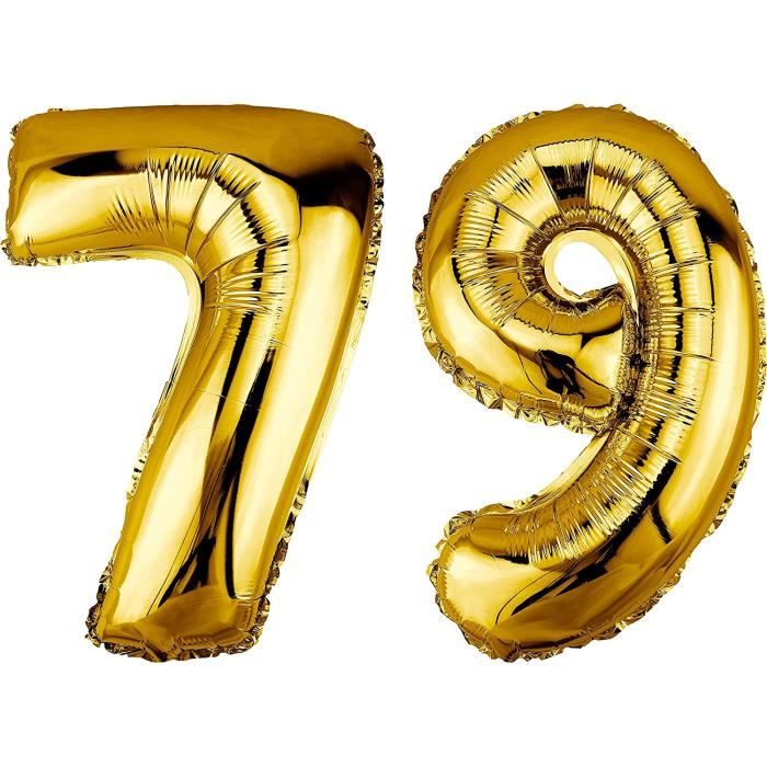 Ballon Gonflable Doré 82 Cm Pour Anniversaire, Fête, Mariage (Numéro 79 ...
