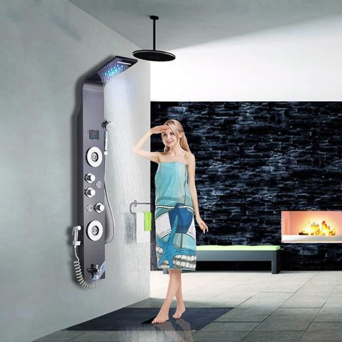 Colonne de douche led panneau de douche murale style moderne en acier ...