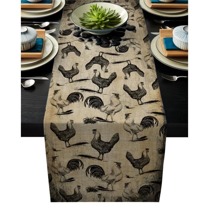 Chemin de Table,Chemin de Table moderne en lin et coton marron ...