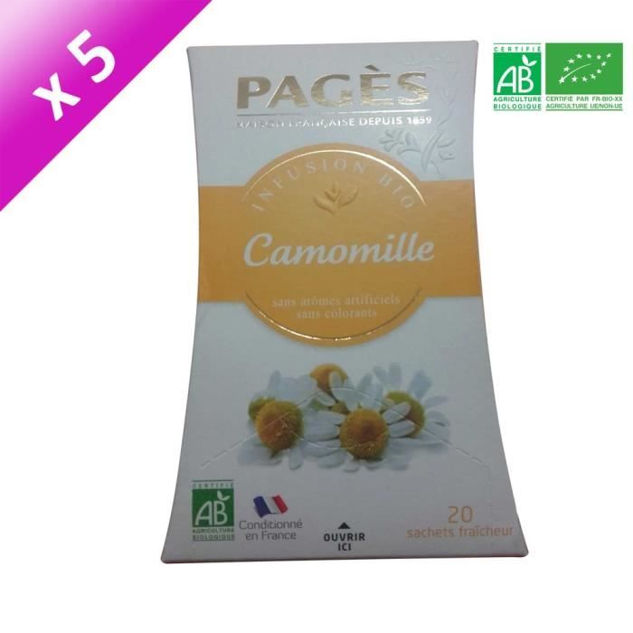 [LOT DE 5] PAGES Infusion Camomille Bio - Cdiscount Au quotidien