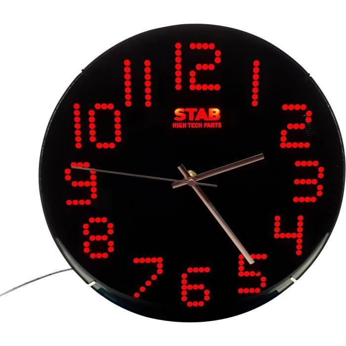 Horloge Murale Ronde Jb-231 Avec Led Rouge – Lecture Facile Et Complète Avec Chiffres Lumineux ...