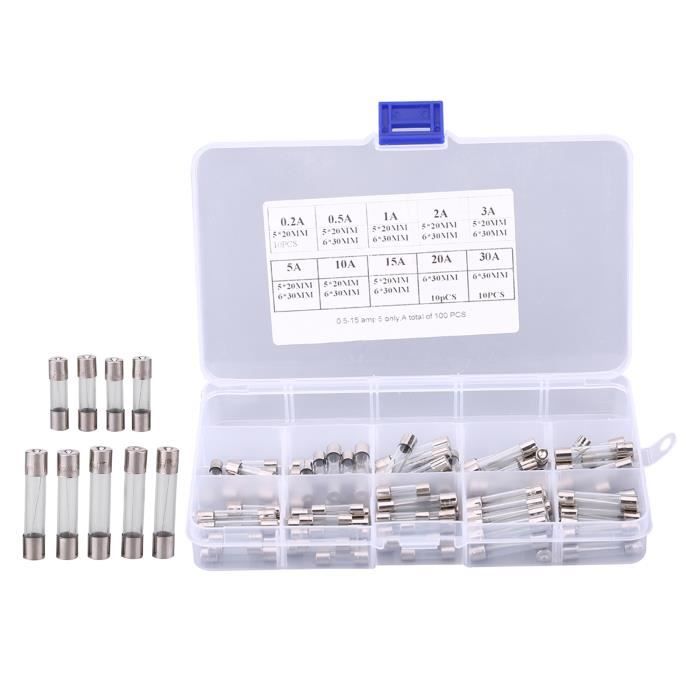 SAL 100 Pcs 5 * 20 mm 6 * 30 mm Assortiment De Voiture Verre Fusible ...