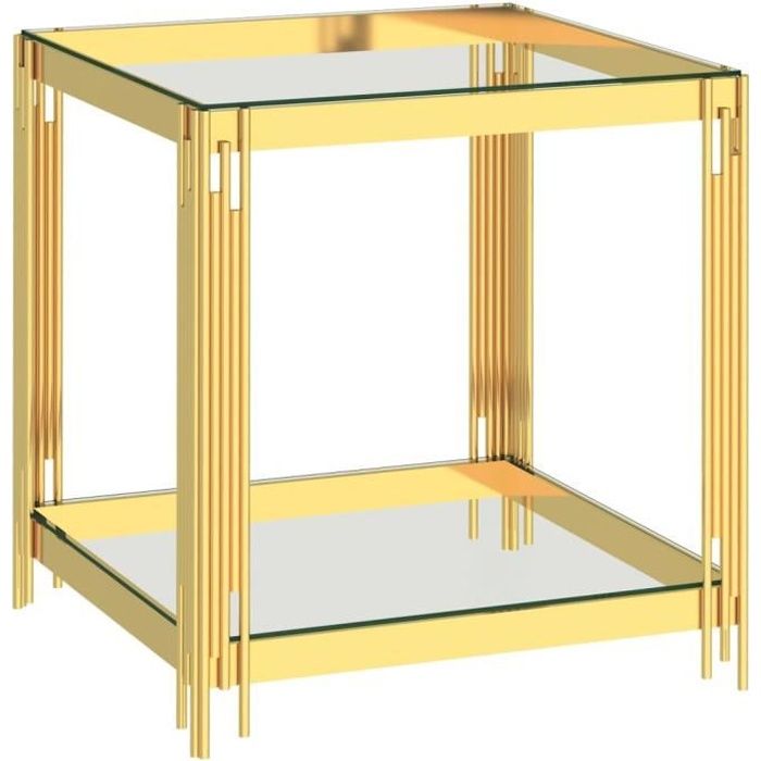 SIB Table basse Doré 55x55x55 cm Acier inoxydable et verre - Cdiscount ...