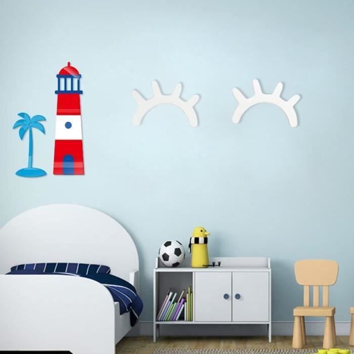 MOON-3D Sticker Mural en Bois Autocollant en Bois Décoration Chambre d ...