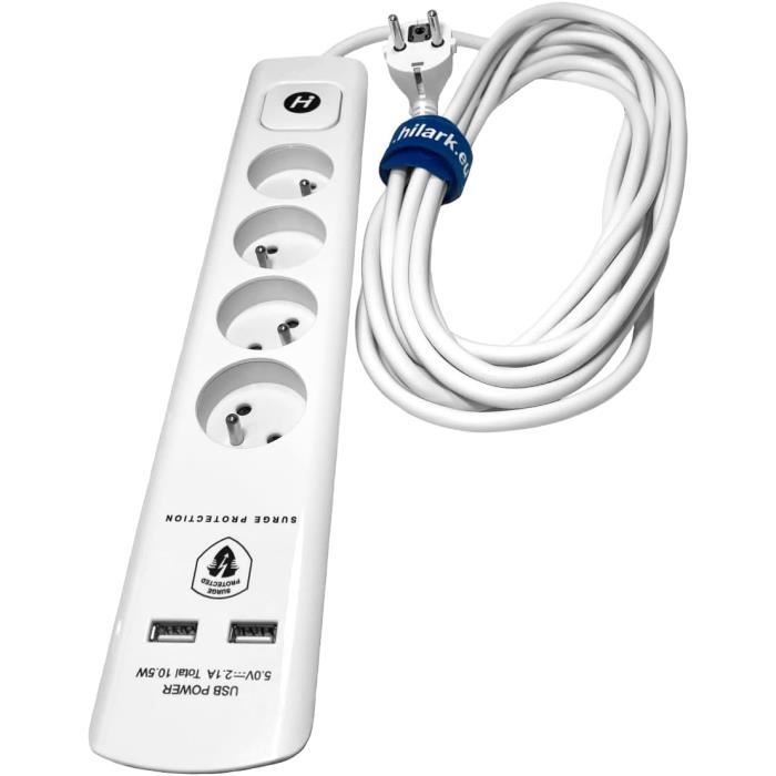 Hilark Rallonge Multi Prises Nouveau Avec 2 Ports Usb, Une Protection ...