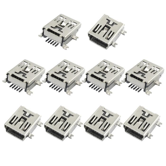 Sourcingmap 10 X 5 Pin Mini Usb Femelle Connecteur Adaptateur Souder