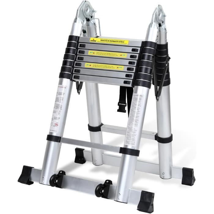 Einfeben Échelle télescopique de 5 m, escabeau extensible ...