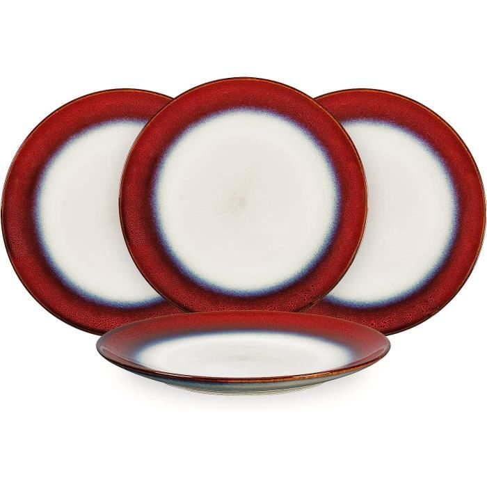 Assiette À Dîner, Grande Assiette Plate En Céramique Rouge - 26 Cm ...