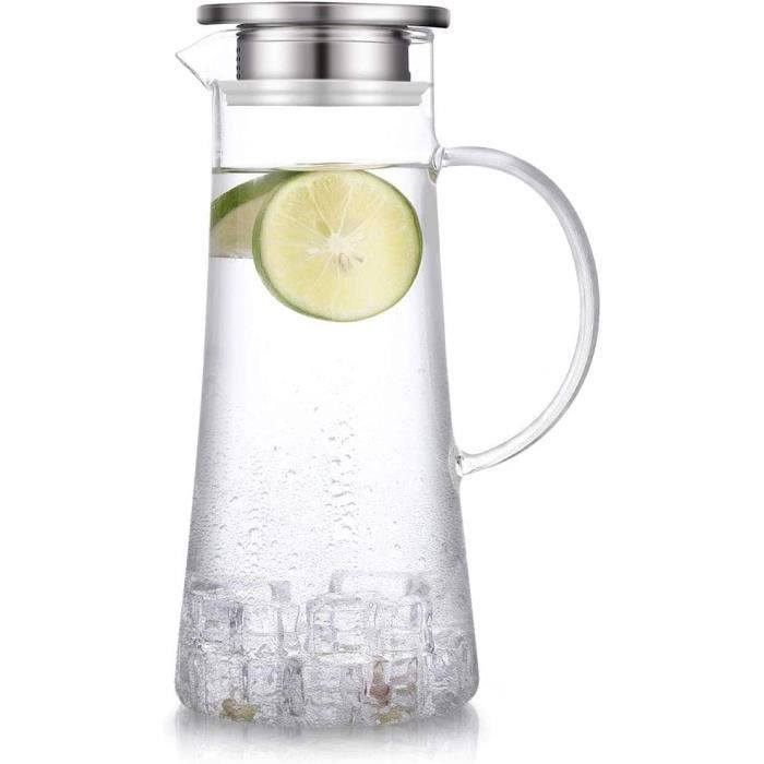 Carafe Eau Verre, Carafe D'Eau De Borosilicate Couvercle En Acier ...