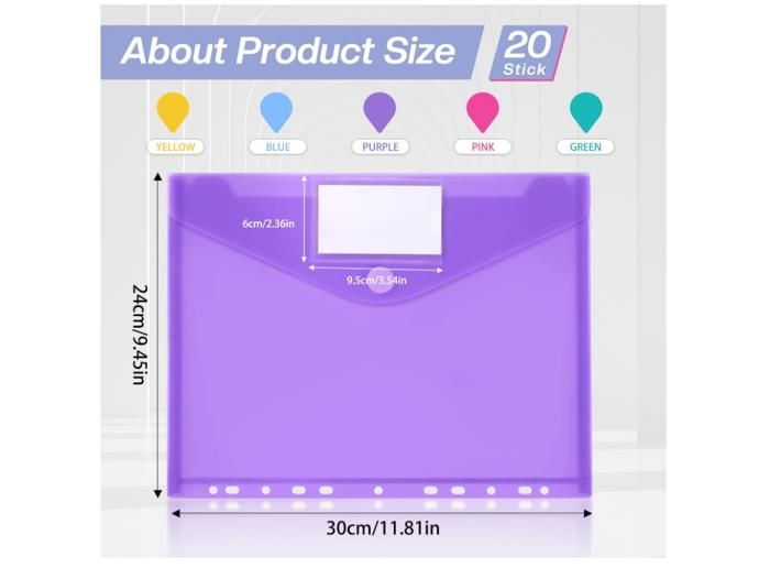 Pochette Document A4-20 pcs Pochette Plastique A4 avec 11 Trous ...