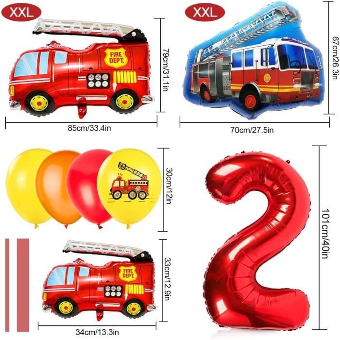 Décoration Anniversaire Pompier 2, Ballons Camion De Pompier, Ballon ...